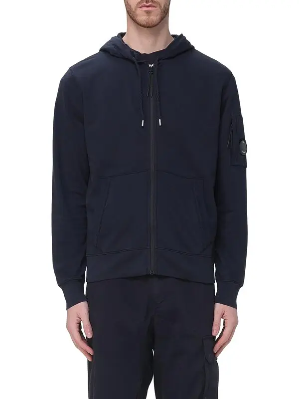 C.P. COMPANY Light Cotton Fleece Zip-up Hoodie - Blue