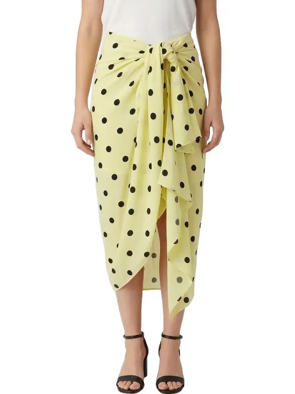 Sportmax Polka Dot Satin Midi Skirt - Yellow