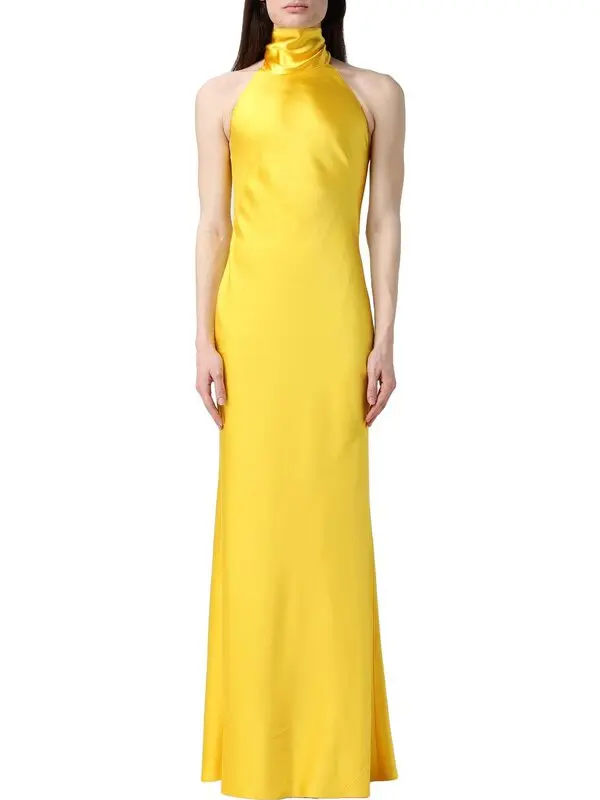 Ralph Lauren Halterneck Gown With Tie Detail - Yellow