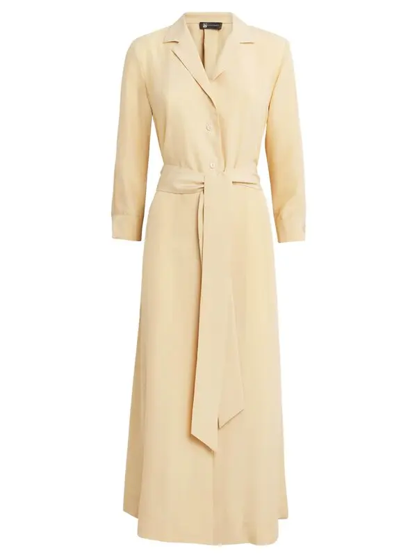 Colombo Silk Belted Midi Dress - Beige