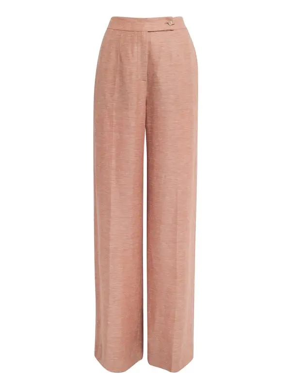 Colombo Cashmere-linen Wide-leg Trousers - Brown