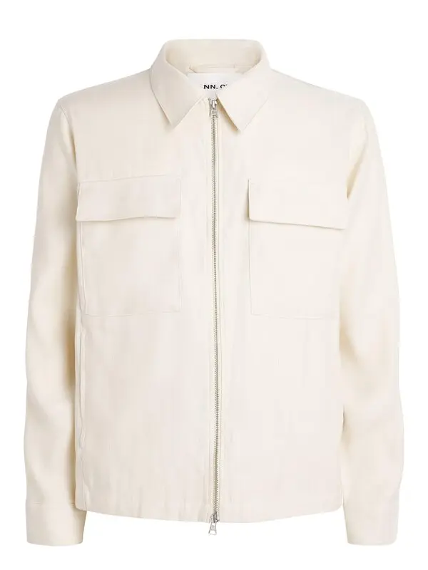 Nn07 Viscose-linen Zip-up Overshirt - White