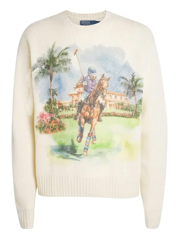 Polo Ralph Lauren Cashmere Polo Print Sweater - Ivory
