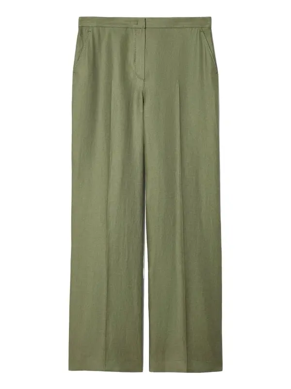 Marina Rinaldi Linen Straight Trousers - Green
