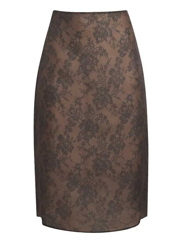Bite Studios Silk Organza Lace Skirt - Brown