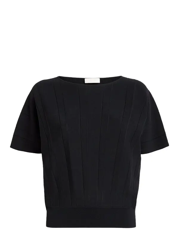 Falke Plissé Boat-neck Top - Black