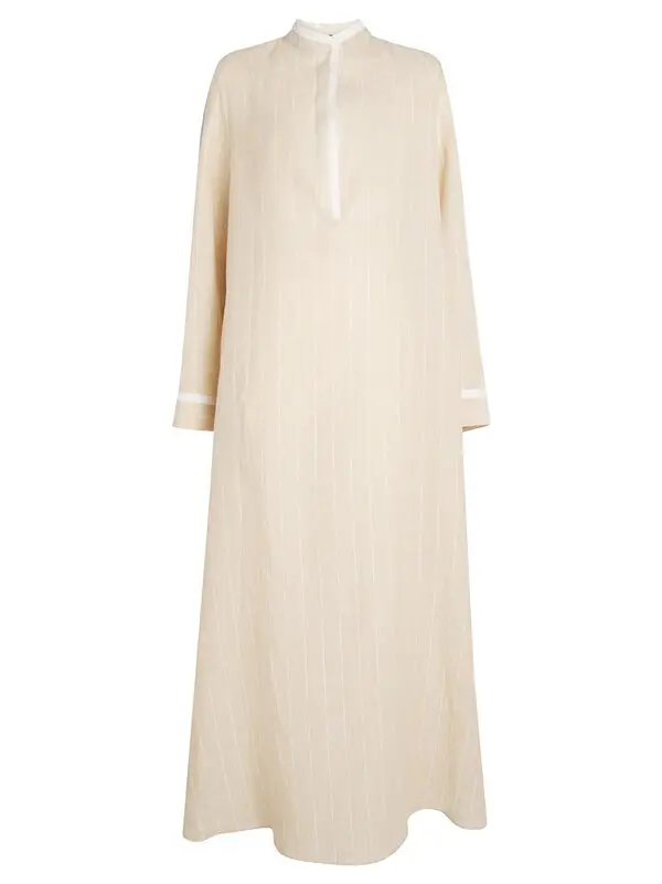 Kiton Linen Striped Maxi Dress - Beige