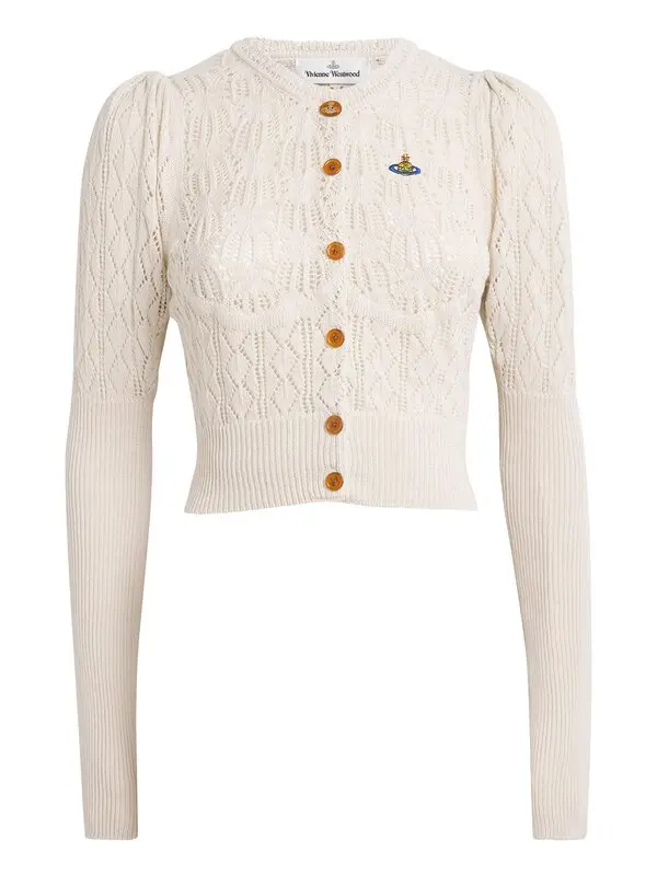 VIVIENNE WESTWOOD Cotton Crochet Orb Cardigan - Ivory