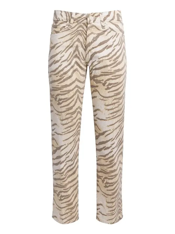 Good American Tiger Print Straight Jeans - Brown