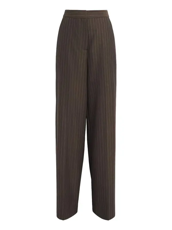 LAURA PITHARAS Wool Wide-leg Trousers - Brown