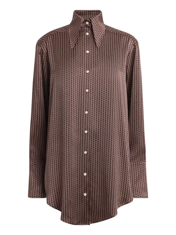 LAURA PITHARAS Silk Printed Shirt - Brown