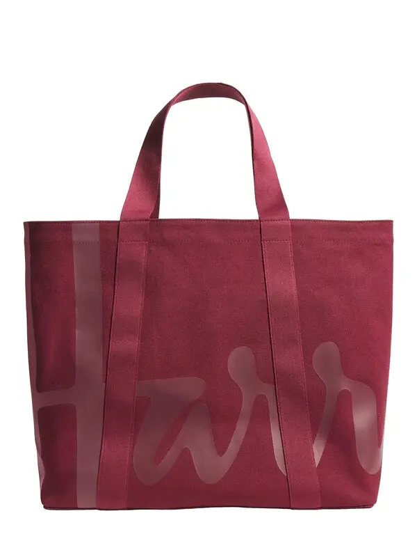 Harrods Cotton Logo Tote Bag - Burgundy