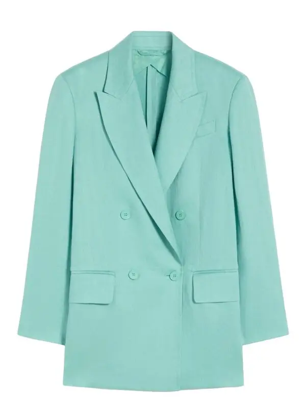 Max Mara Olimpia Chevron Linen Jacket - Water