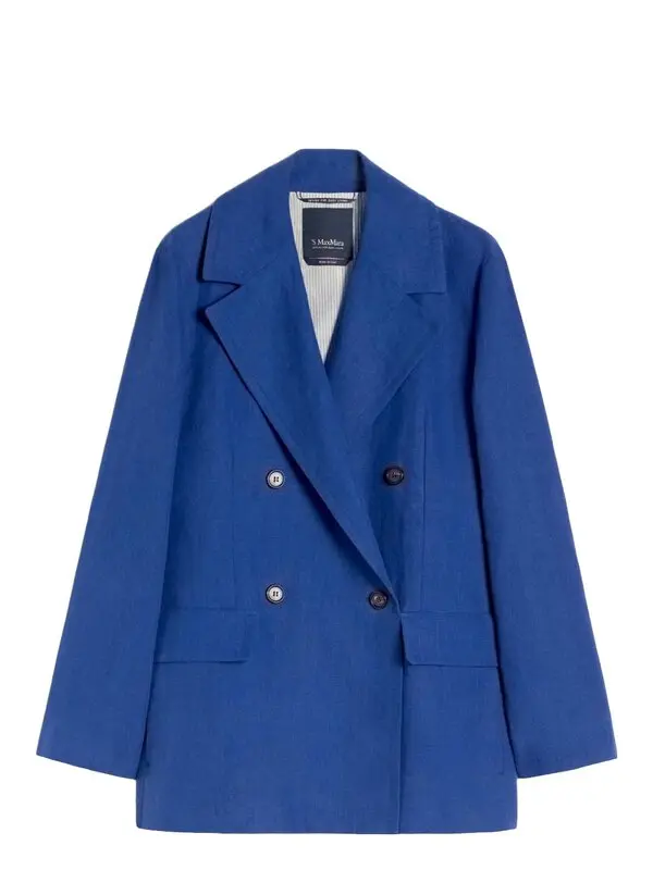 Max Mara Double-breasted Linen Canvas Jacket - Cornflower Blue