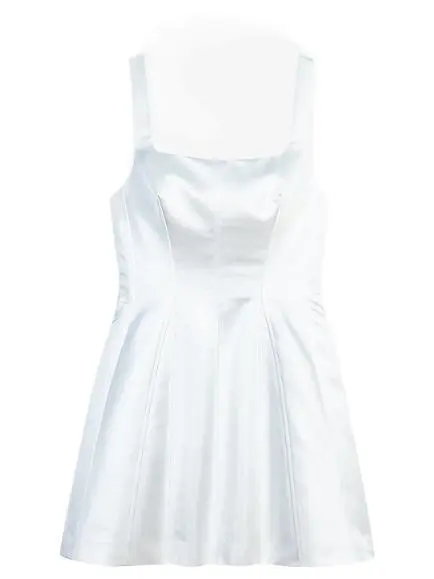 Maje Square-neck Flared-skirt Mini Dress - White