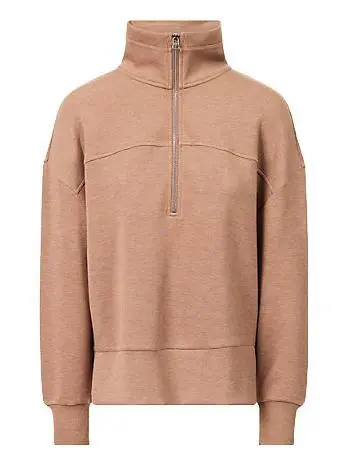 Varley Kayleigh Half-zip Stretch-jersey Sweatshirt - Golden Bronze Marl