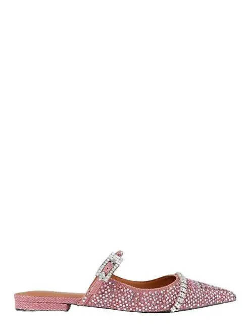 Kurt Geiger Strass Buckle Woven Mules - Pink