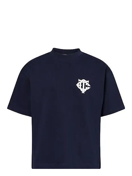 THE COUTURE CLUB Monogram-emblem Crew-neck Cotton T-shirt - Navy