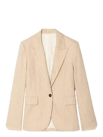 Zadig&Voltaire Vavy Striped Cotton And Linen-blend Blazer - Cookie