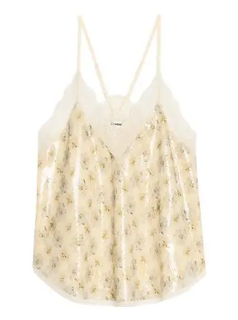 Zadig&Voltaire Christy Sequin-print Cami Top - Vanille