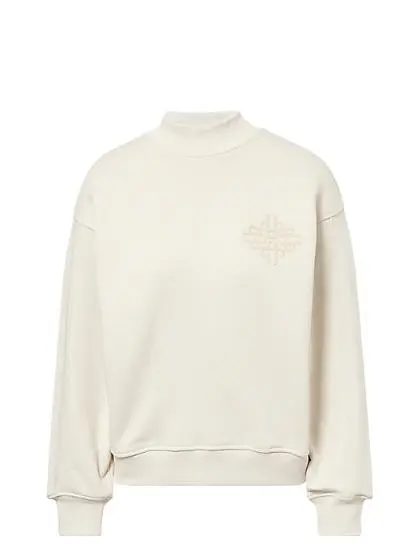 THE COUTURE CLUB Chenille-emblem Relaxed-fit Cotton Sweatshirt - Bone