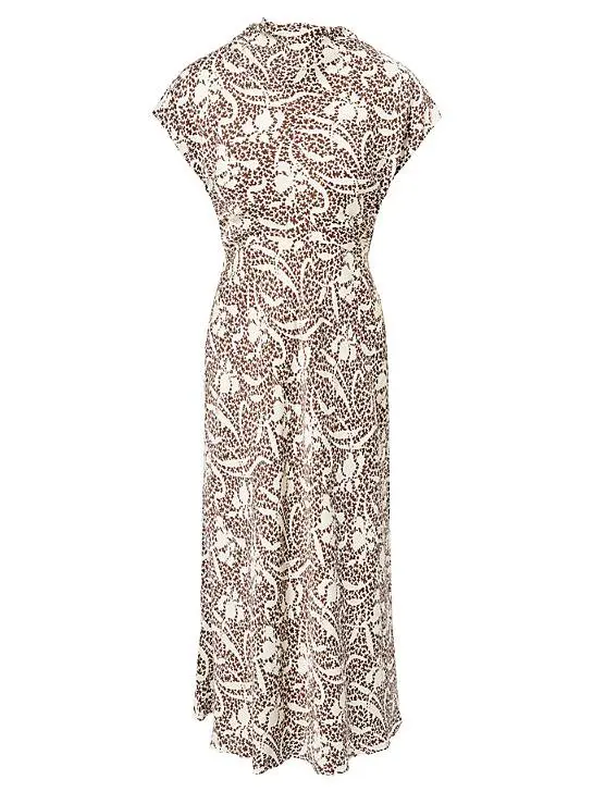 ME+EM Asymmetric Graphic-pattern Woven Maxi Dress - Brown/light Cream