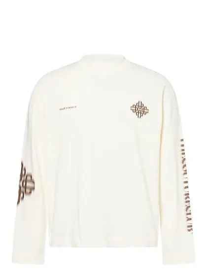 THE COUTURE CLUB Blurred-print Long-sleeve Cotton T-shirt Xxl - White