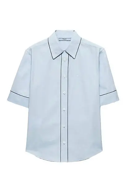 Prada Short-sleeve Cotton Poplin Shirt - Light Blue