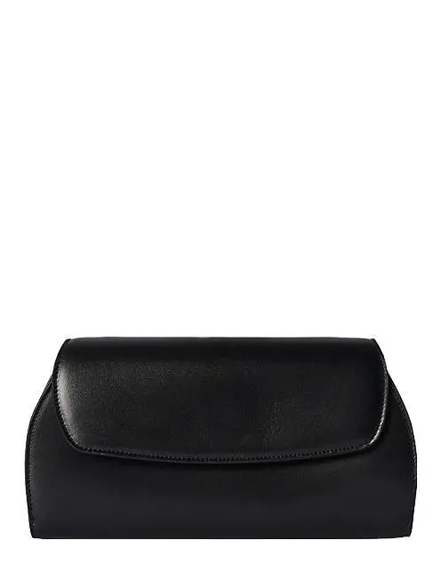 THE ROW Curved Leather Clutch - Dark Pine Ans