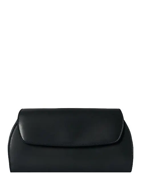 THE ROW Curved Leather Clutch - Dark Pine Ans