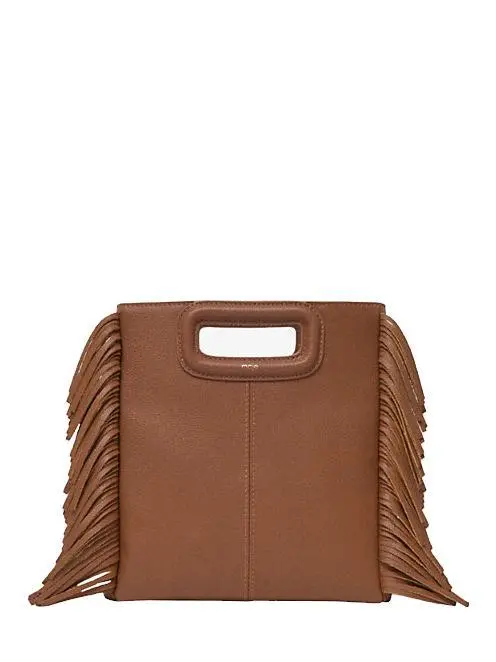 Maje Grained-leather Cross-body Bag - Cognac Brown