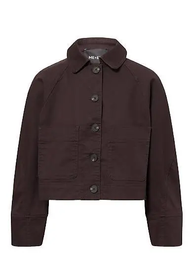 ME+EM Boxy-fit Collared Cotton Jacket - Cocoa Brown