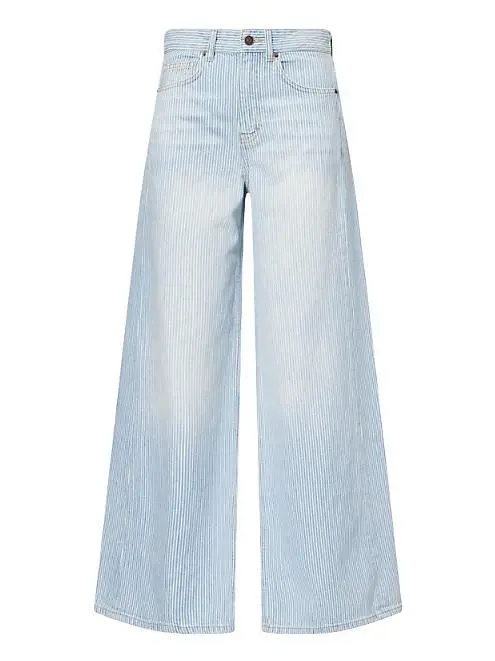 ME+EM Wide-leg Pinstripe Denim Jeans - Ecru/indigo Wash