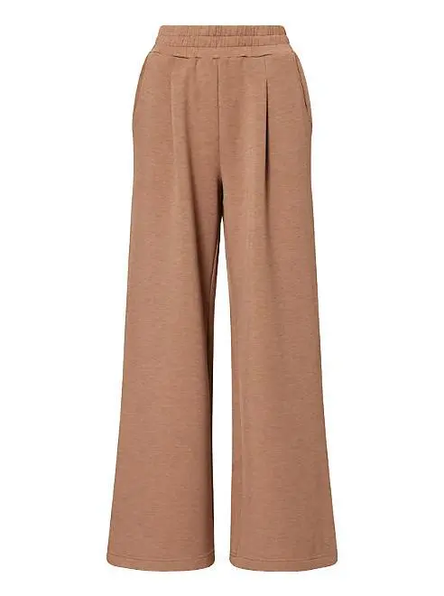 Varley Pleated Wide-leg Stretch-jersey Jogging Bottoms - Golden Bronze Marl