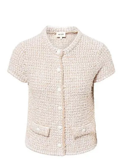 ME+EM Tweed Cap-sleeve Cotton-blend Jacket - Cream/white