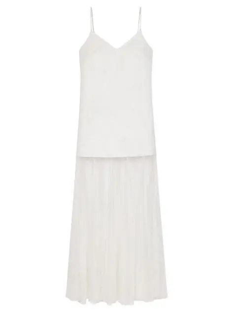 Maje V-neck Taffeta-overlay Woven Maxi Dress - White