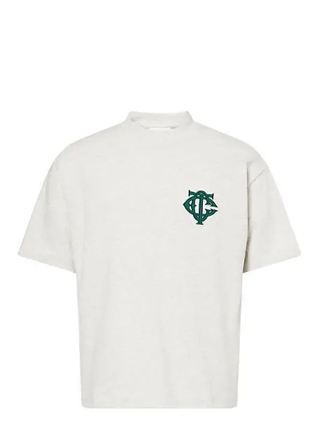 THE COUTURE CLUB Monogram-emblem Crew-neck Cotton T-shirt - Greymarl
