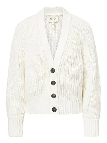 ME+EM Chunky-knit Raglan-sleeve Cotton Cardigan - Soft White