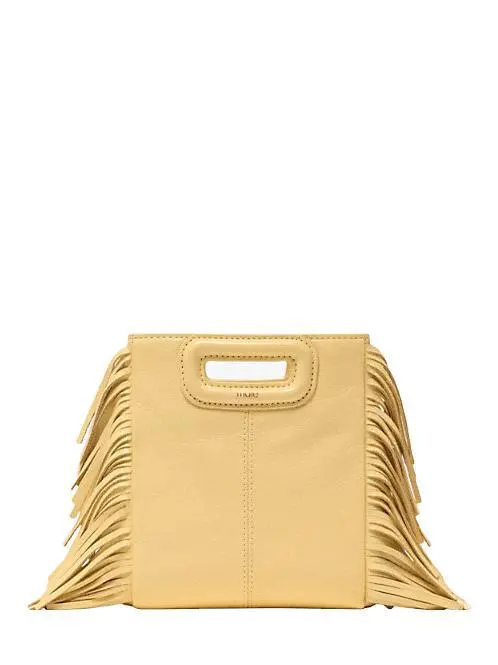 Maje Mini Leather Shoulder Bag - Pale Yellow
