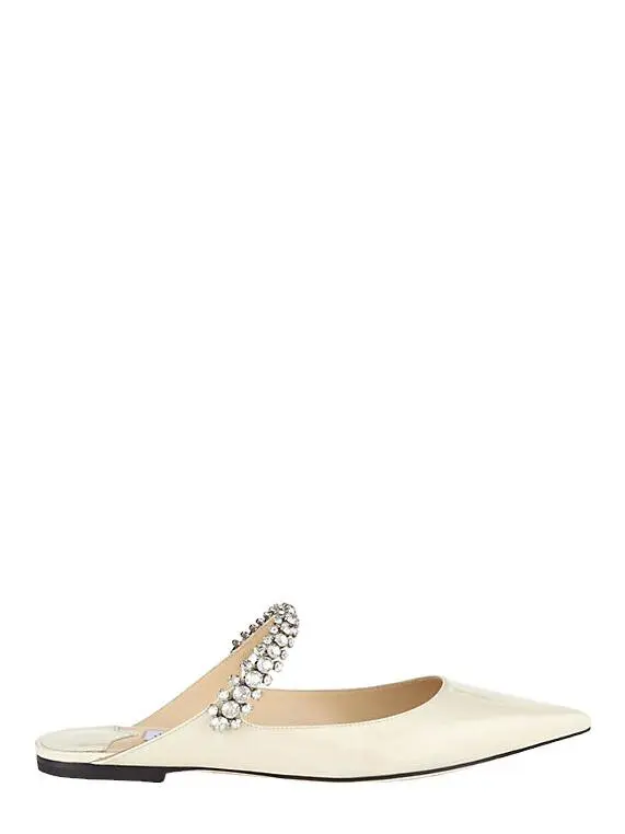 JIMMY CHOO Bing Flat Patent-leather Mules - Linen