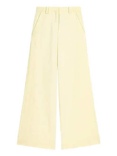 Maje Wide-leg Mid-rise Trousers - Pale Yellow