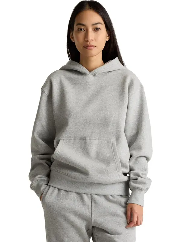 Quince Organic Heavyweight Fleece Boyfriend Hoodie - Heather Grey