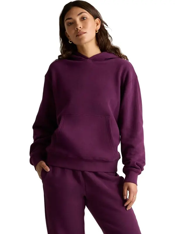 Quince Fleece Boyfriend Hoodie - Plum