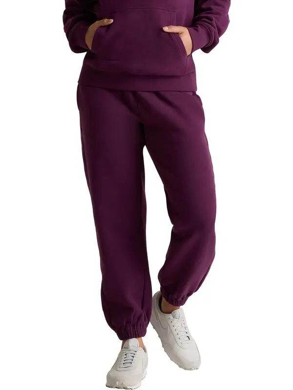 Quince Organic Heavyweight Fleece Boyfriend Sweatpants - Plum