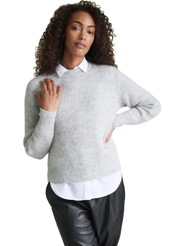 Quince Alpaca Crewneck Sweater - Light Grey