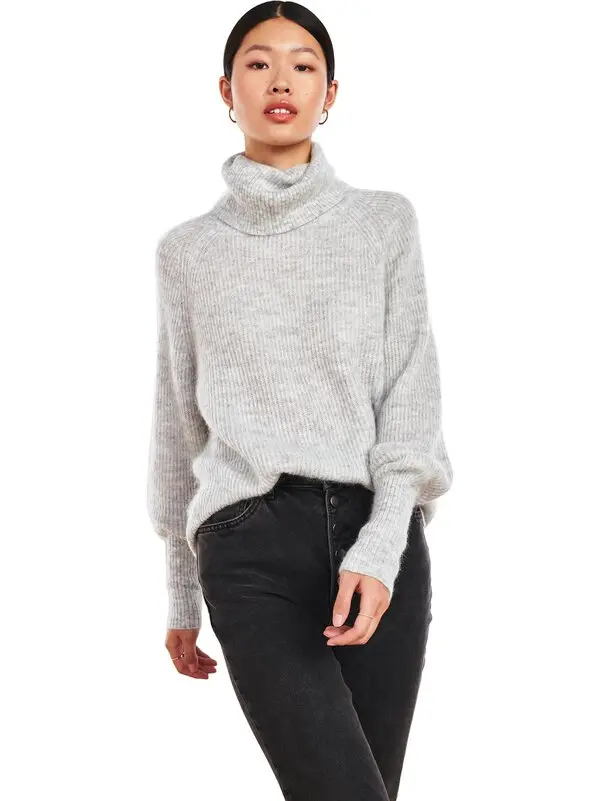 Quince Alpaca Turtleneck Sweater - Light Grey