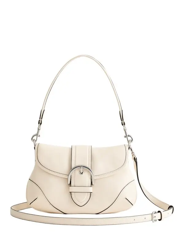 Quince Italian Leather Buckle Detail Shoulder Bag - Bone