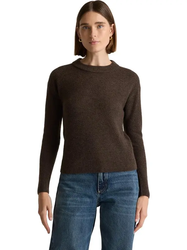Quince Baby Alpaca-wool Diamond Stitch Crew Neck Sweater - Dark Walnut