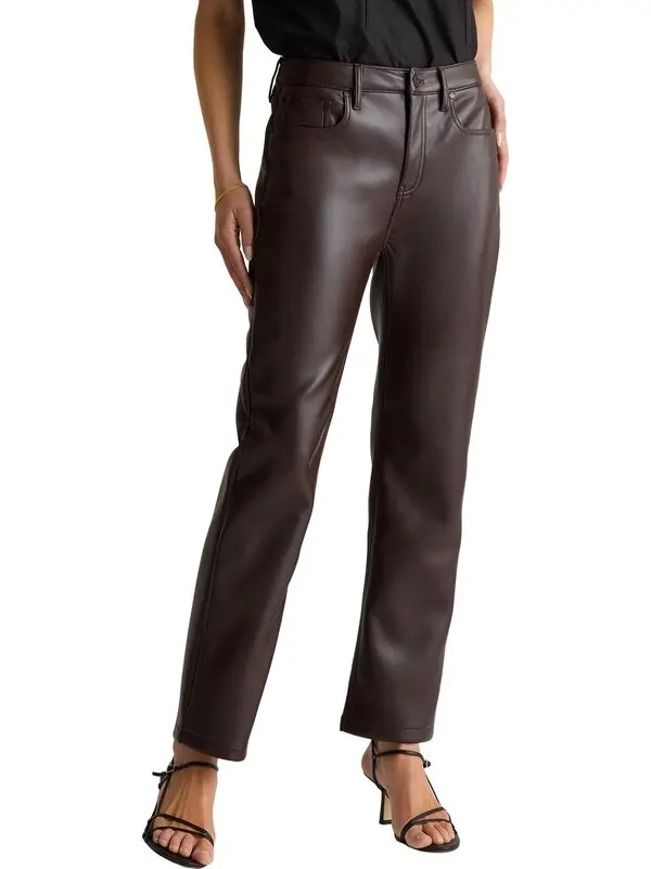 Quince Faux Leather Straight Leg Trousers - Espresso