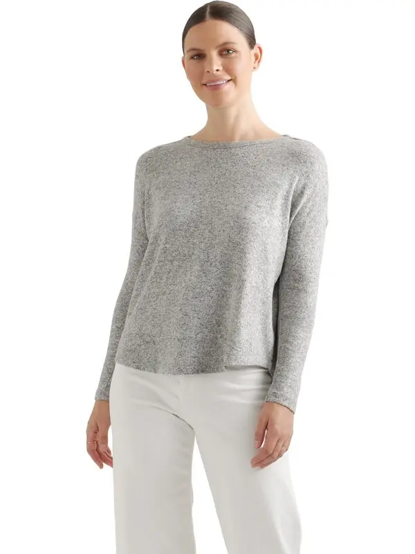 Quince Brushed Long Sleeve Lounge T-shirt - Heather Grey